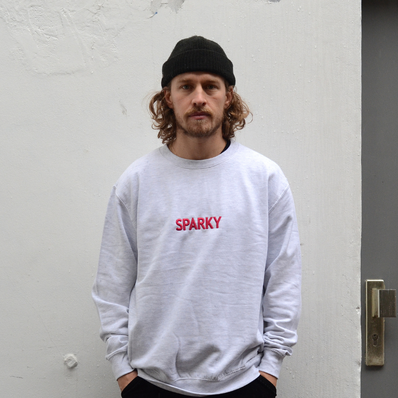 Sparky EMB Logo Crewneck Sweater Ash Grey/Dark Red – Sparky Online Store